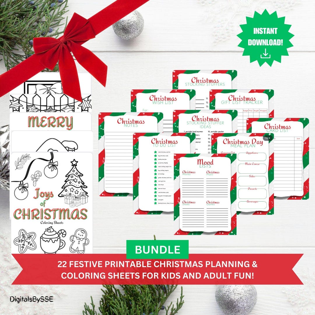 Printable Christmas Planning Sheets Downloadable Coloring Pages Gift ...