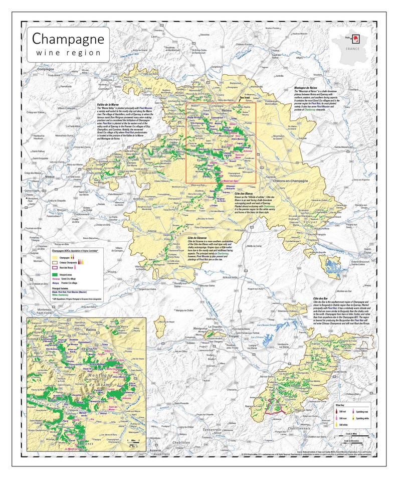 Champagne Wine Map - Etsy