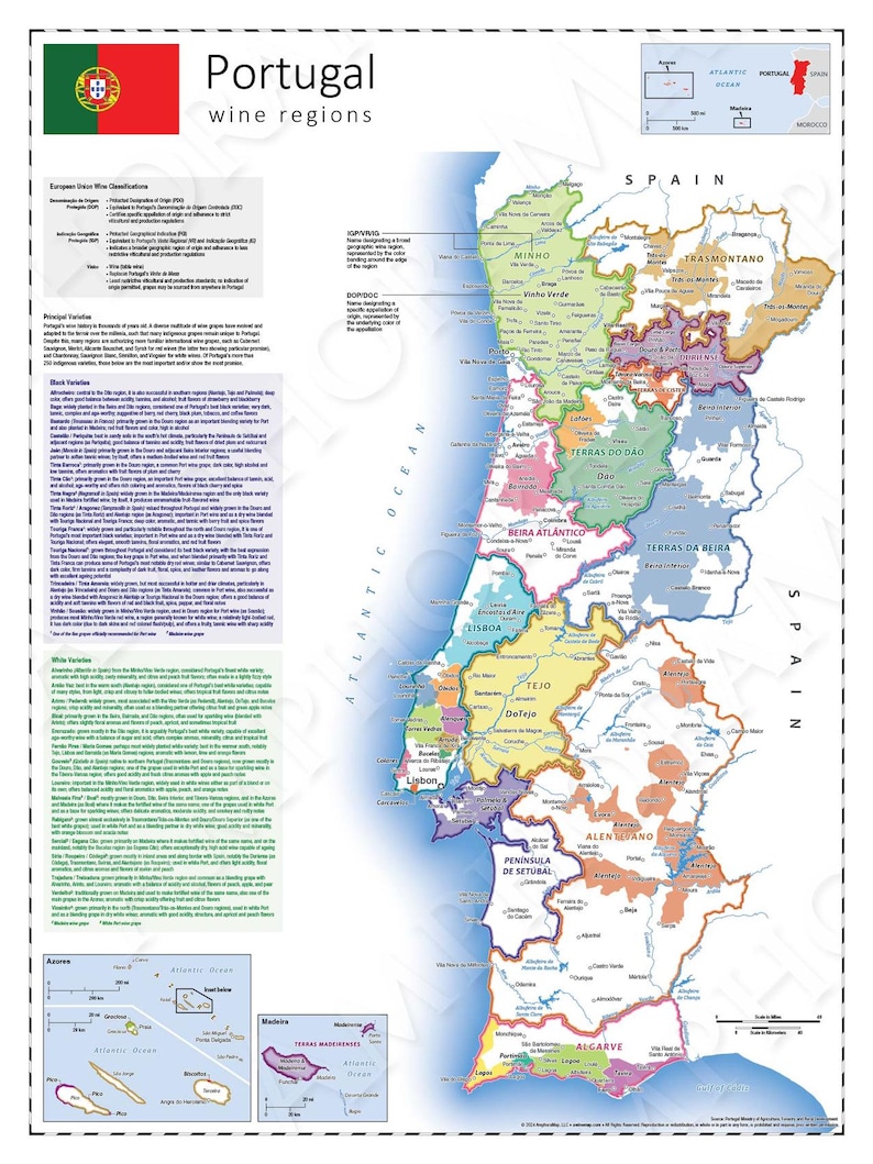 Portugal Wine Map - Etsy