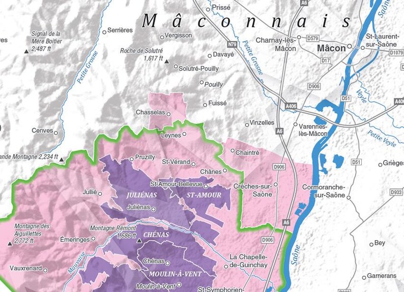 Beaujolais Wine Map - Etsy