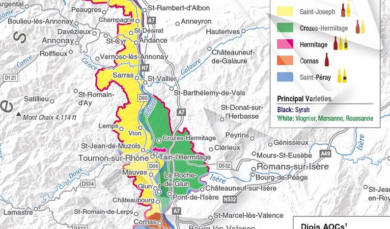 Rhône Valley Wine Map - Etsy