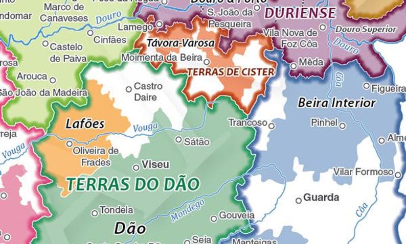 Portugal Wine Map - Etsy