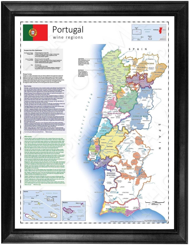 Portugal Wine Map - Etsy