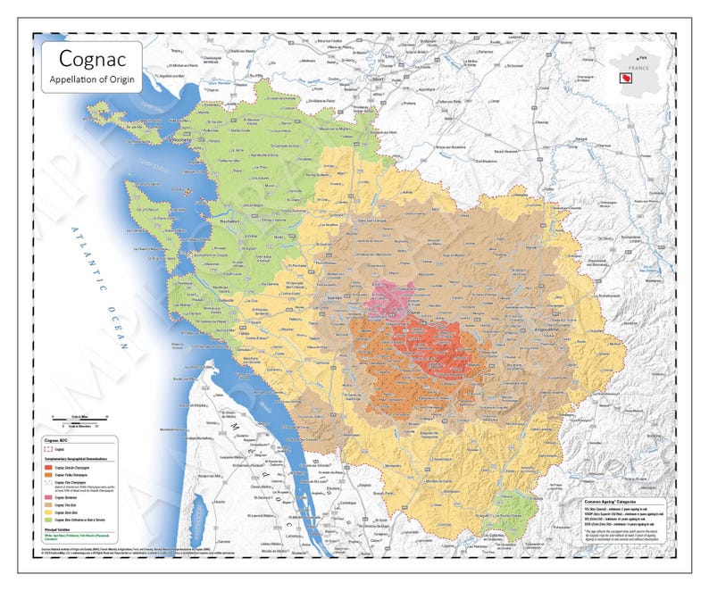 Cognac Wall Map - Etsy