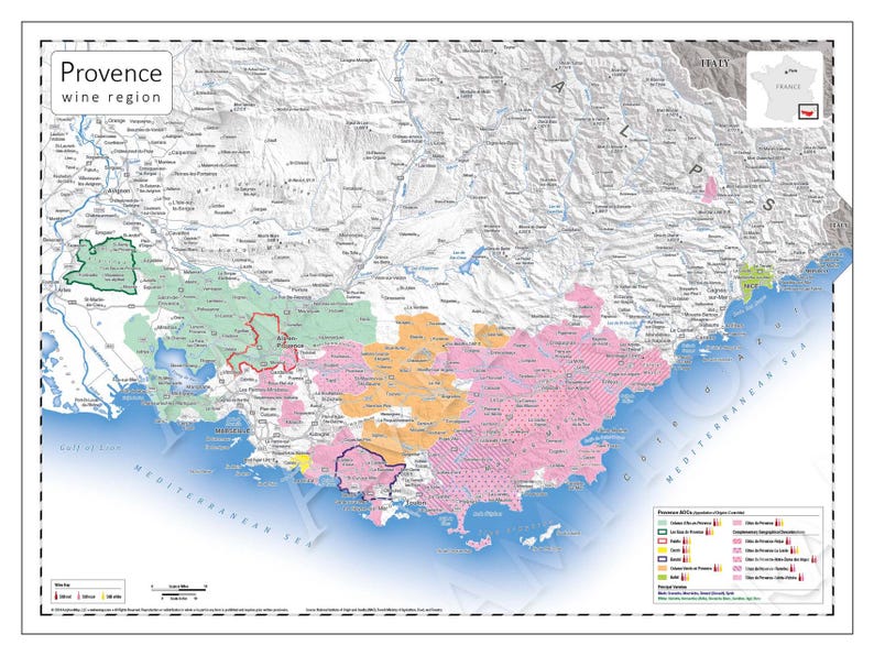 Provence Wine Map - Etsy
