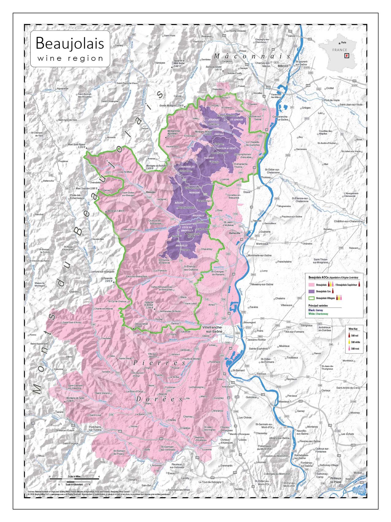 Beaujolais Wine Map - Etsy