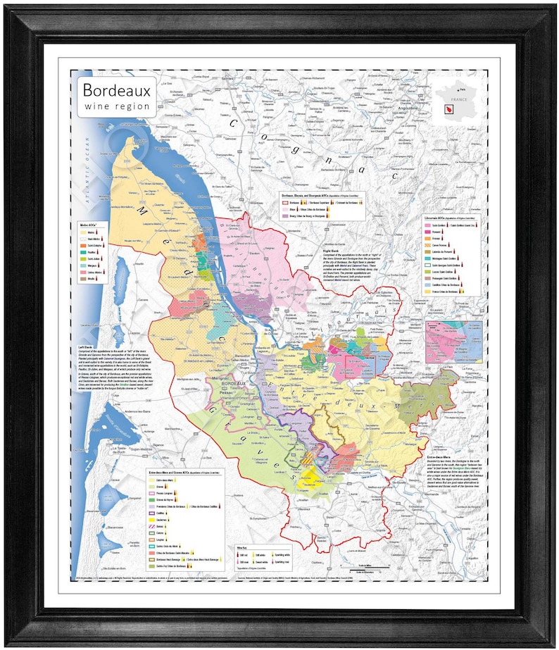 Bordeaux Wine Map - Etsy