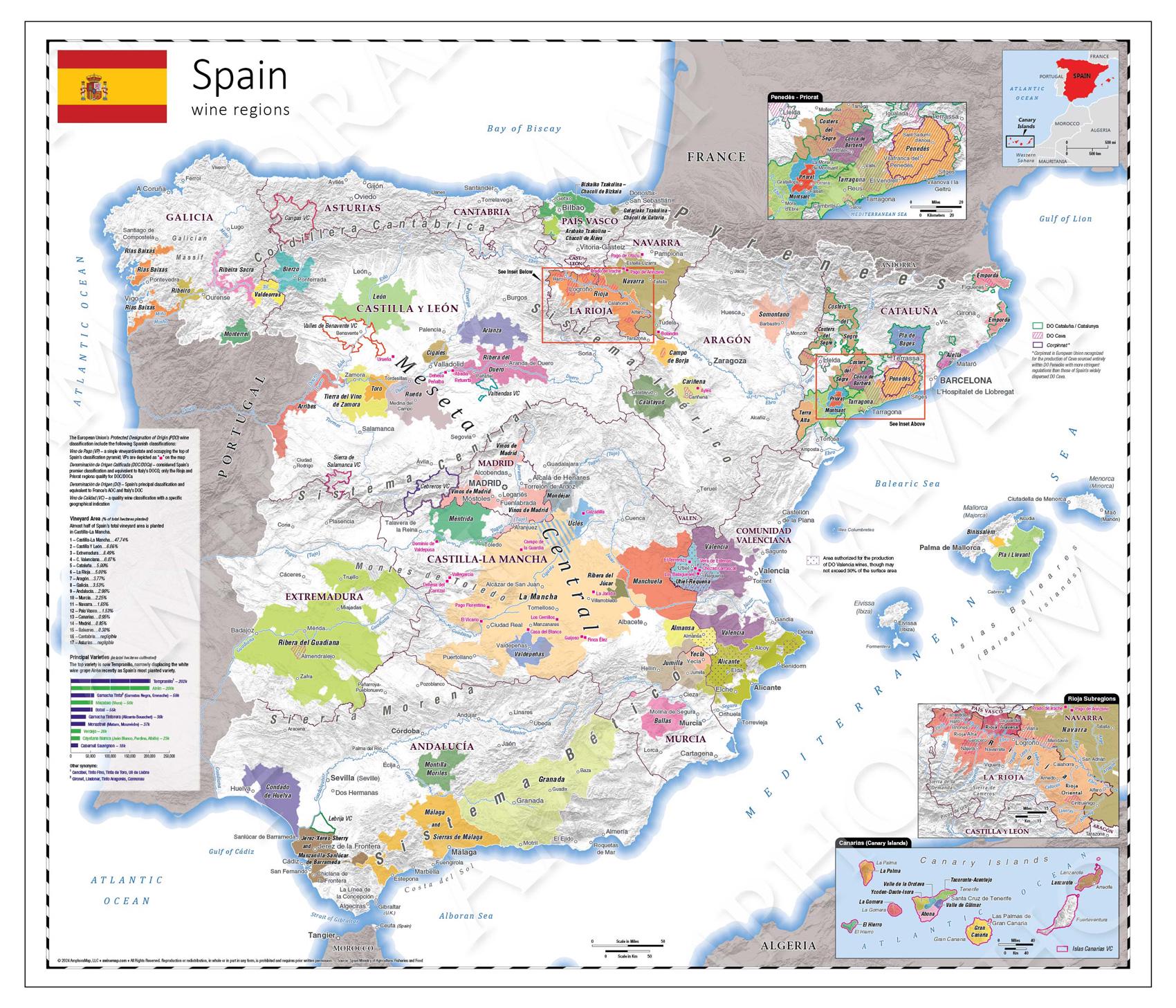 Spain Wine Map - Etsy