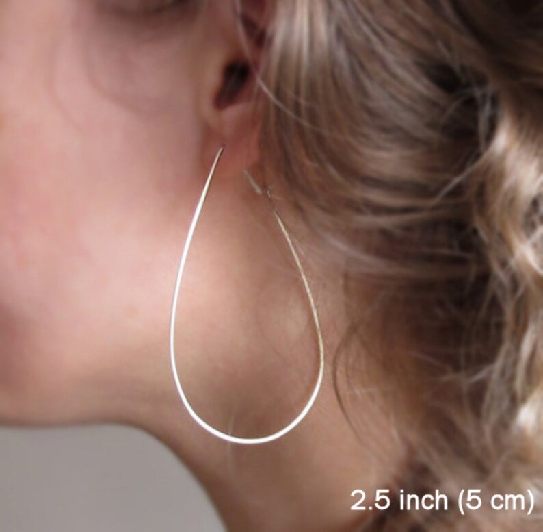 Golden Teardrop Hoop Earrings Tear Drop Hoops Elongated - Etsy