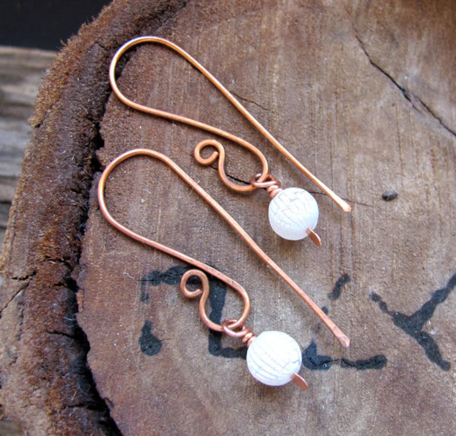 Artisan Copper Ear Wires 20 Gauge. Handmade Long Earwires - Etsy