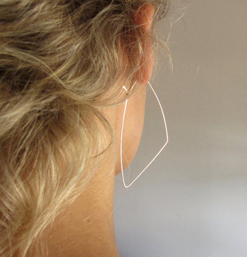 Geometric Triangle Earrings Geometric Copper Hoop Earrings - Etsy