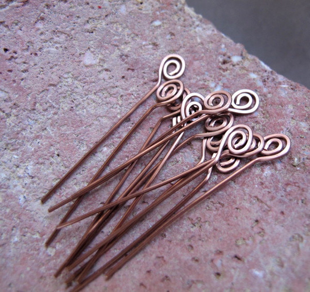 Spiral Head Pins 22 Gauge. Bronze Swirl Headpins 1.5 Inch Length ...