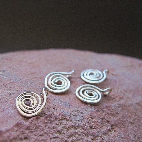 20g Sterling Silver Spiral Charms Swirl Silver Dangles 9mm Swirl Drops ...