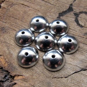 Metal Bead Caps 8mm, 10mm Round Smooth Silver Caps Handmade Bowls ...