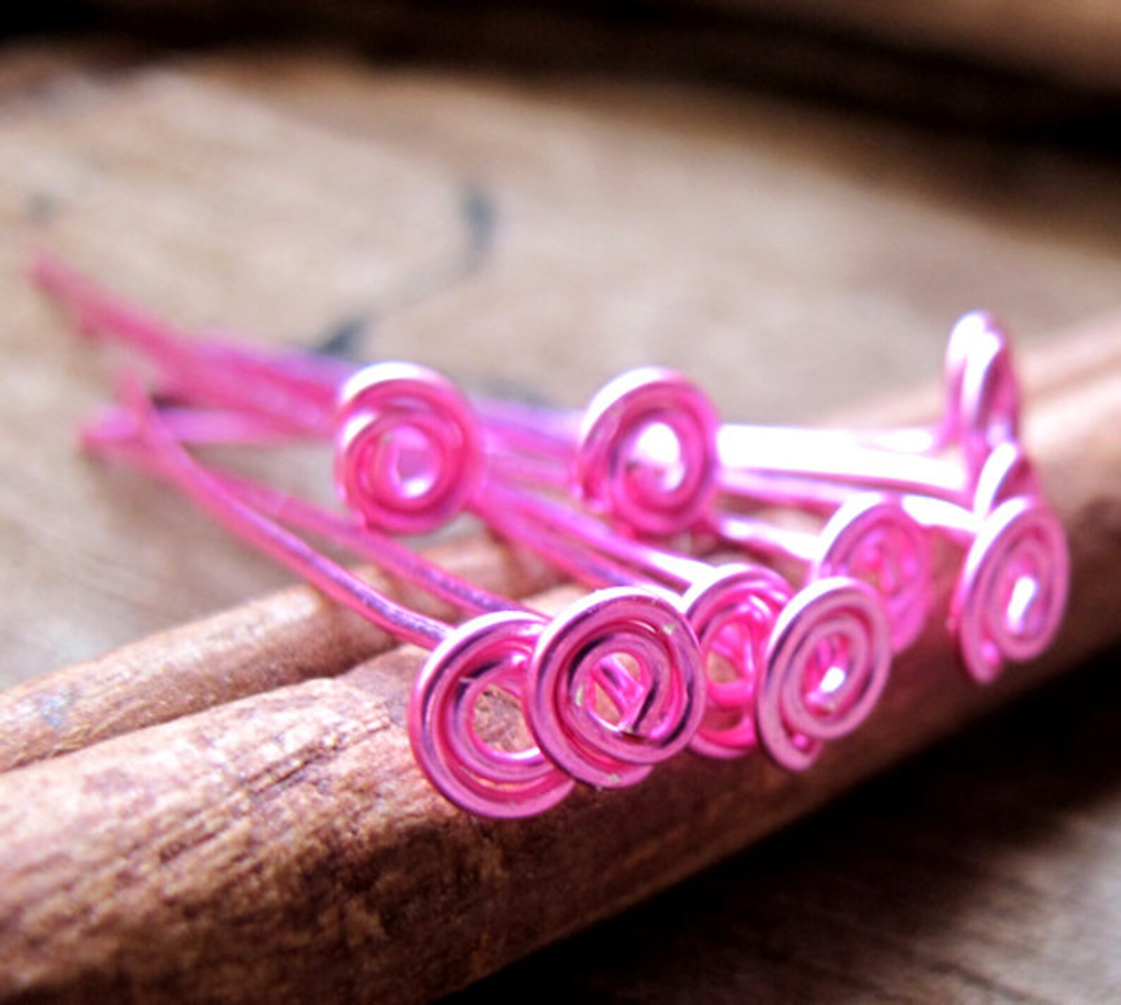 Pink Swil Headpins Set Fancy Head Pins 20 Gauge Long Head - Etsy
