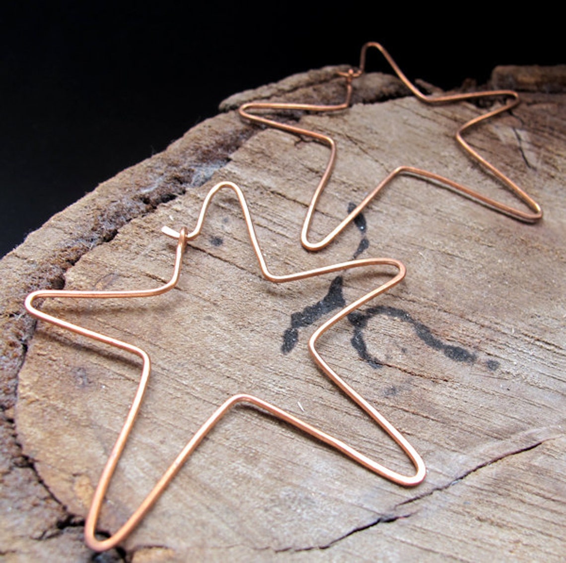 Star Hoop Earrings. Handmade Copper Stars Earrings 2 Inch - Etsy