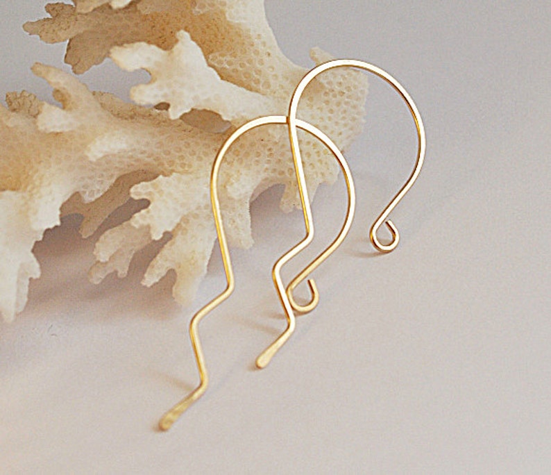 Wave Shaped French style Ear Wires Earrings Gold Filled | Etsy