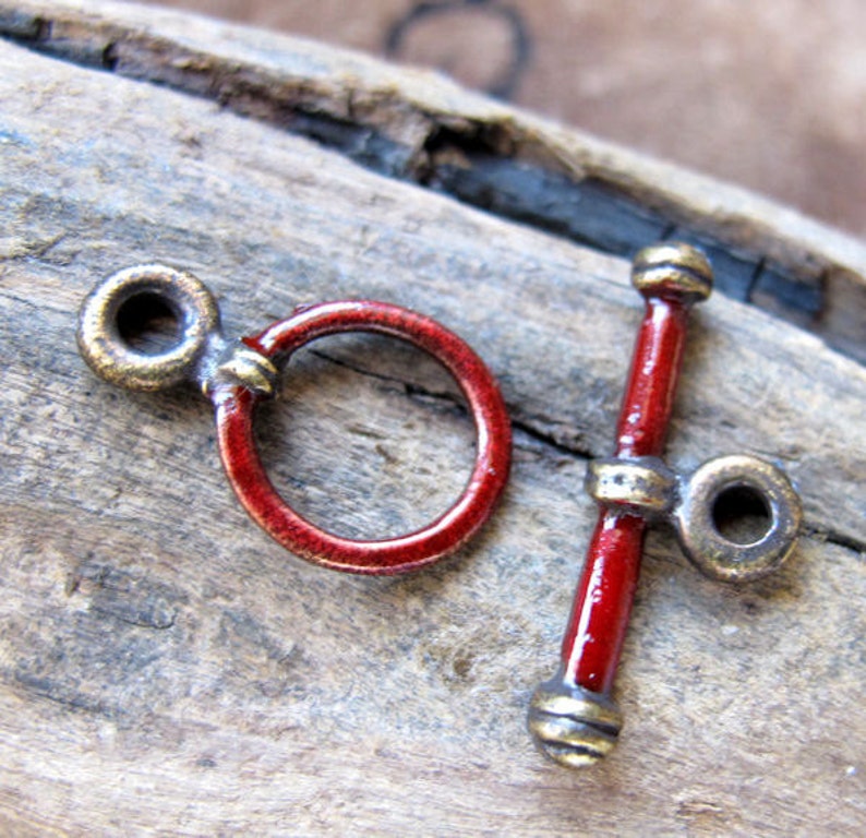 Antique Toggle Clasp. Enameled T Bar Clasp for Necklaces | Etsy