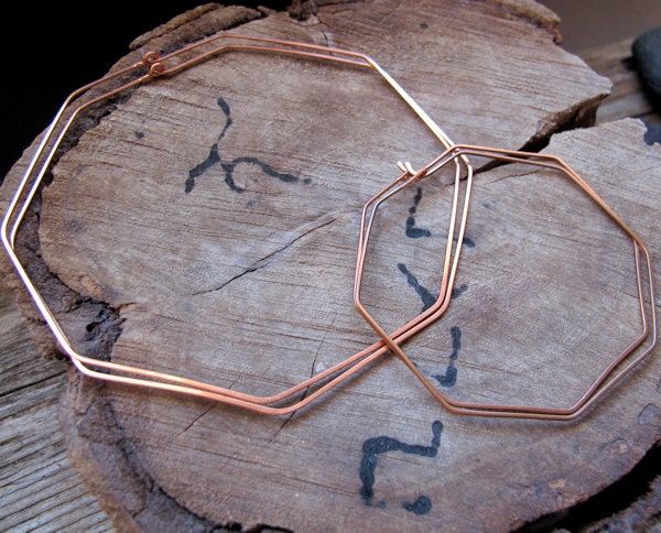 Octagon Hoop Earrings 4 Inch Geometric Earrings Polygon - Etsy