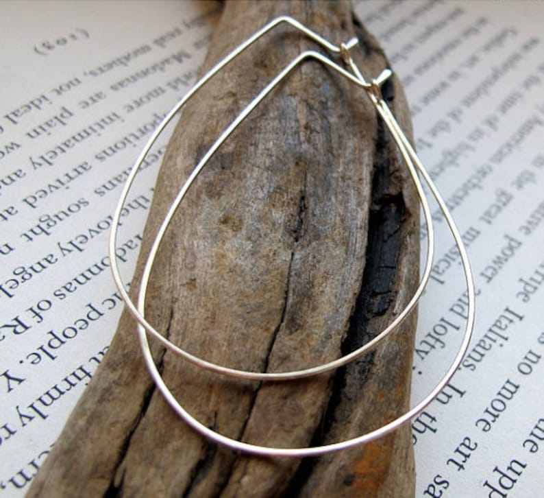 Golden Teardrop Hoop Earrings Tear Drop Hoops Elongated - Etsy