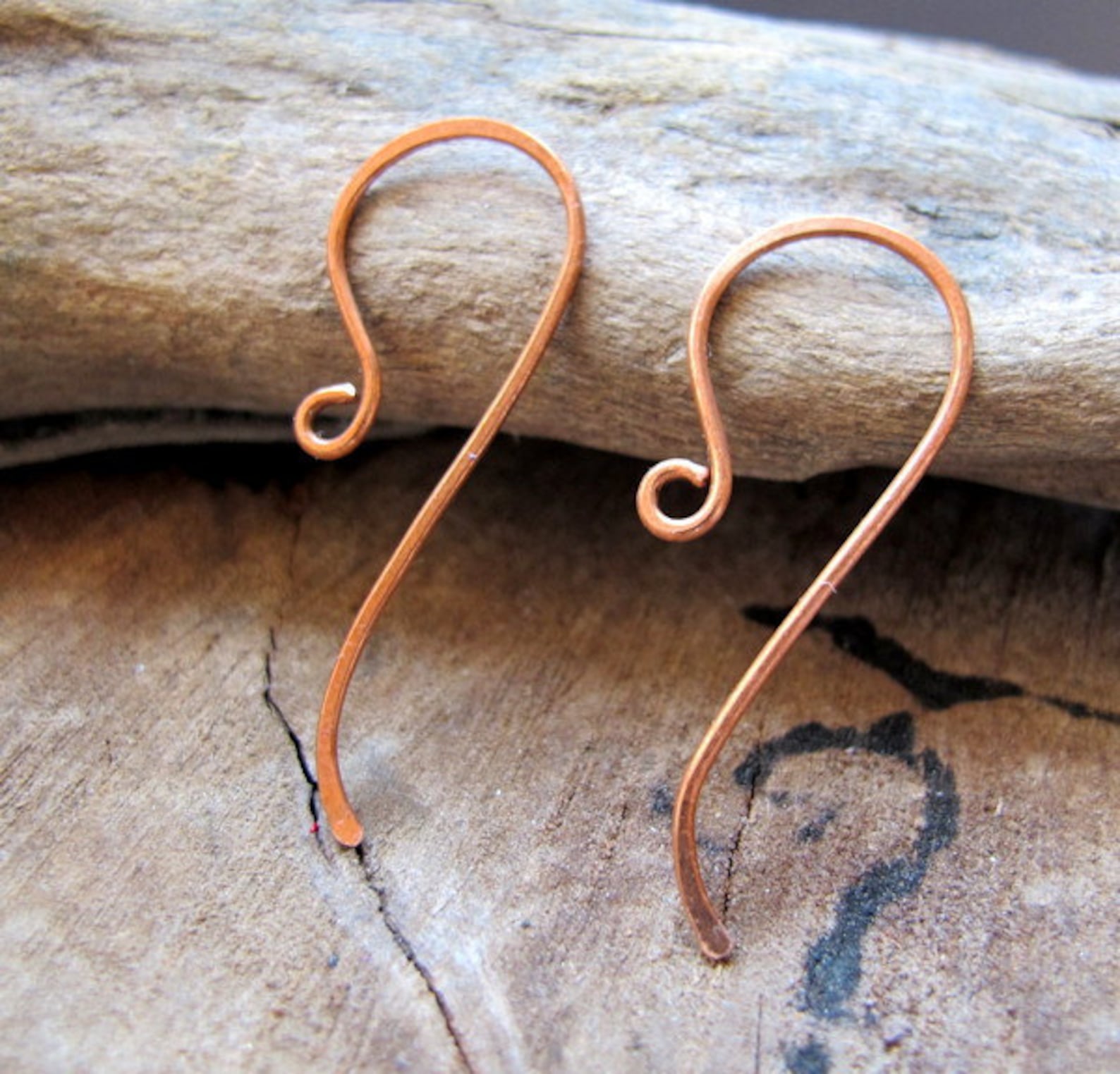 Solid Copper Ear Wires. Artisan ear Wires Earrings Handmade | Etsy