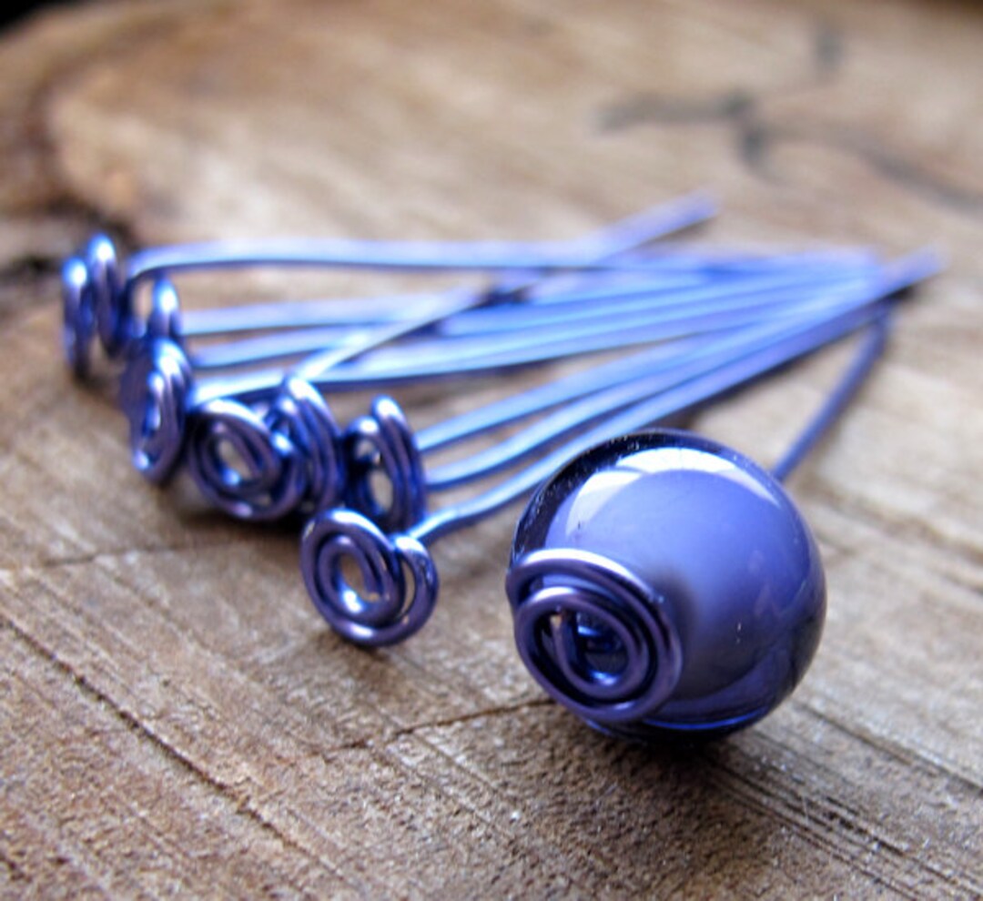 Swirl Headpins 1.5 Inch - Fancy Head Pins Set - Purple Enameled Jewelry ...