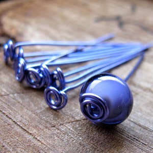 Swirl Headpins 1.5 Inch - Fancy Head Pins Set - Purple Enameled Jewelry ...