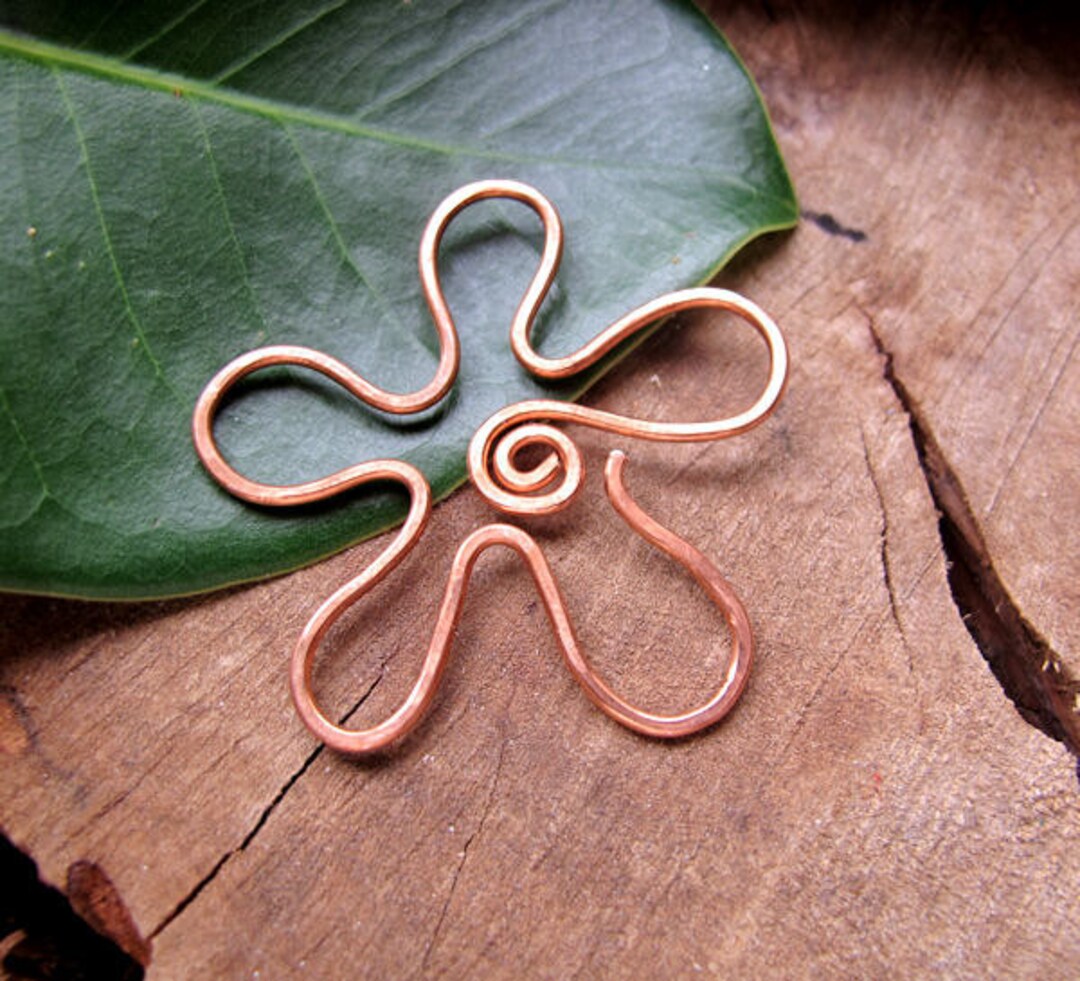 Artisan Copper Flower Pendant Wire Swirl Connector Charm 1.5 Inch Hand ...