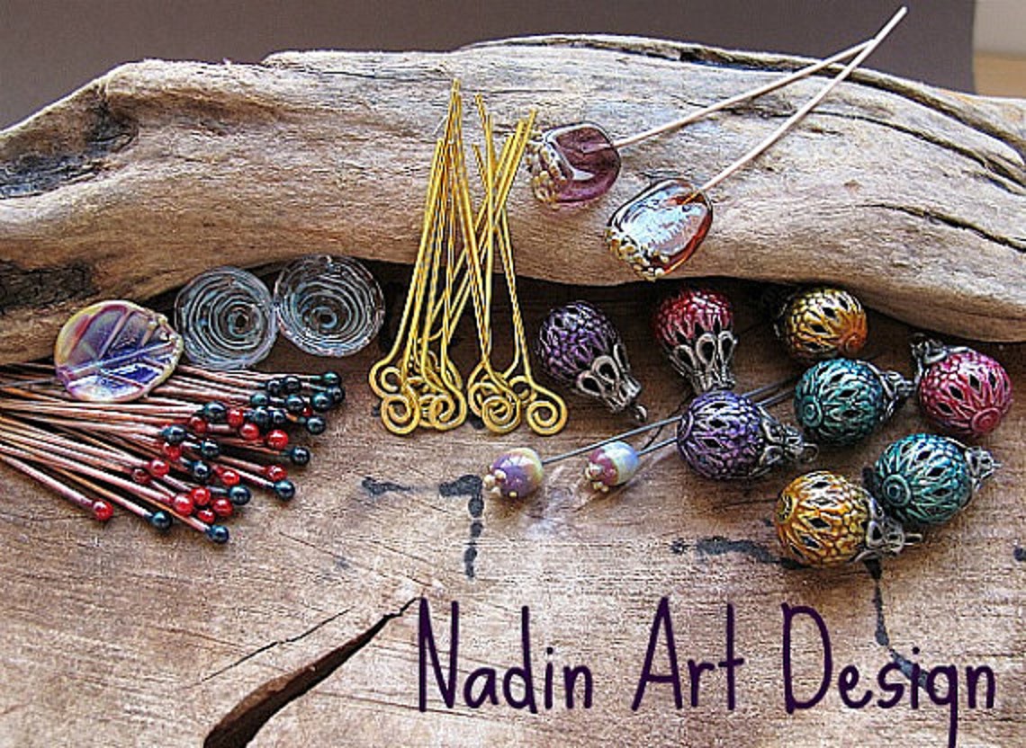 10 Gold Pure Brass, Little Spirals Headpins 20gauge, Gold Head Pins Eye ...