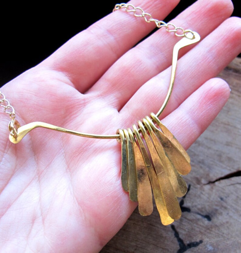 Golden Dangling Bars Charm Pendant Hammered Brass Paddle - Etsy