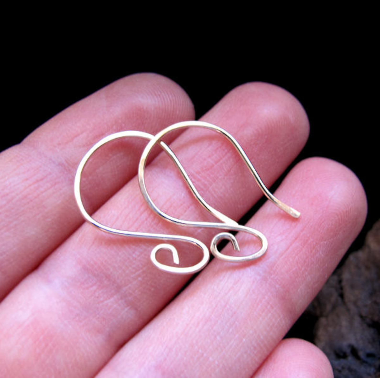 14K Gold Filled Ear Wires Earrings Artisan French Hook Swirl Earwires ...