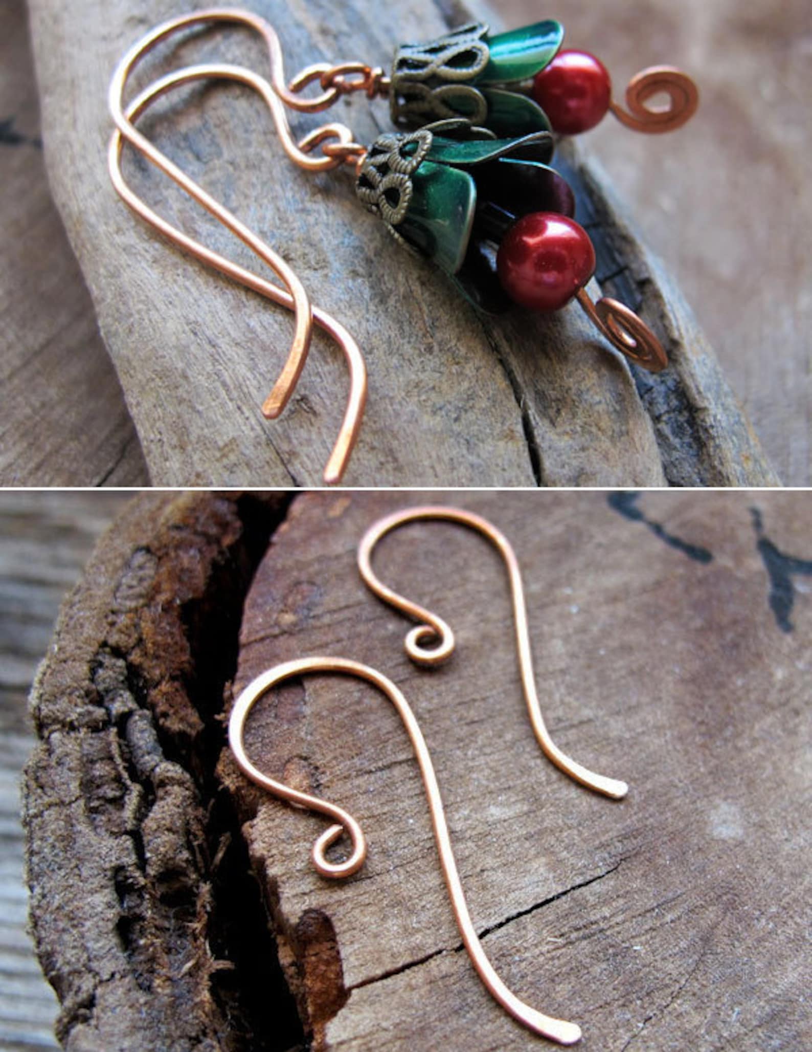 Solid Copper Ear Wires. Artisan ear Wires Earrings Handmade | Etsy