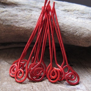 22 Gauge Red Spiral Headpins Enameled Swirl Copper Head Pins Handmade ...