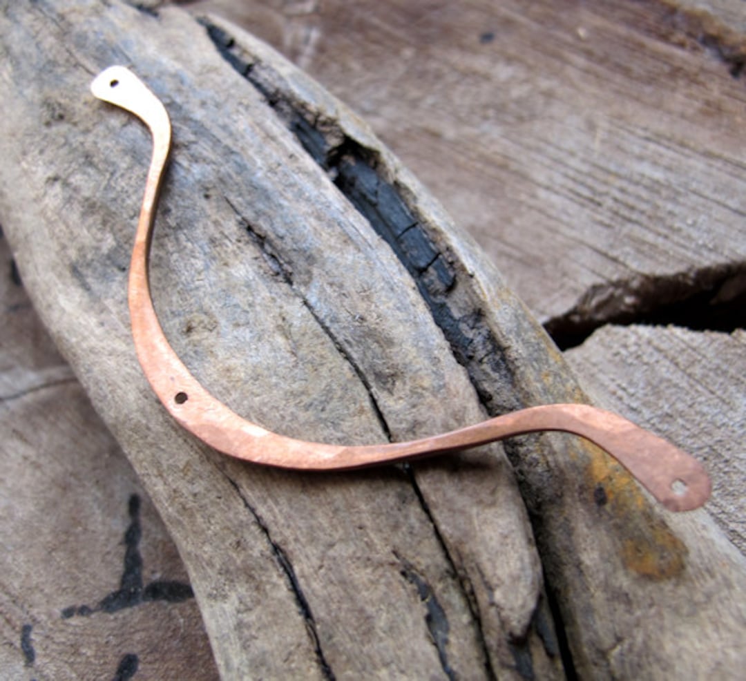 Copper Curved Bar Rustic Pendant Findings Necklace Connector Long Bent ...