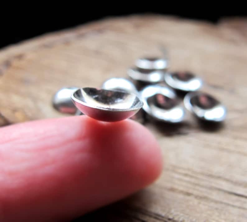 Metal Bead Caps 8mm, 10mm Round Smooth Silver Caps Handmade Bowls ...
