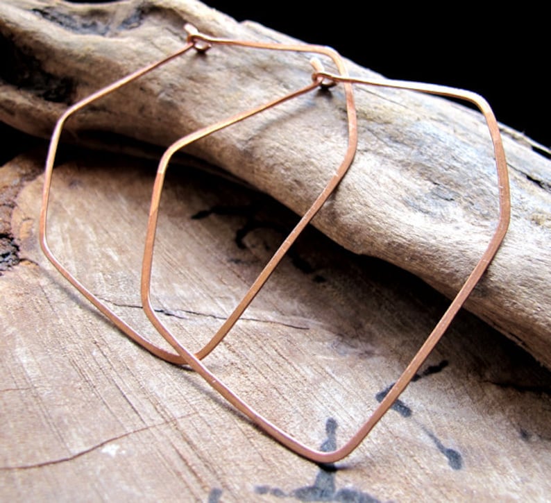 Artisan Hoop Earrings, Diamond Shaped Hoops, XL Geometric Earrings ...