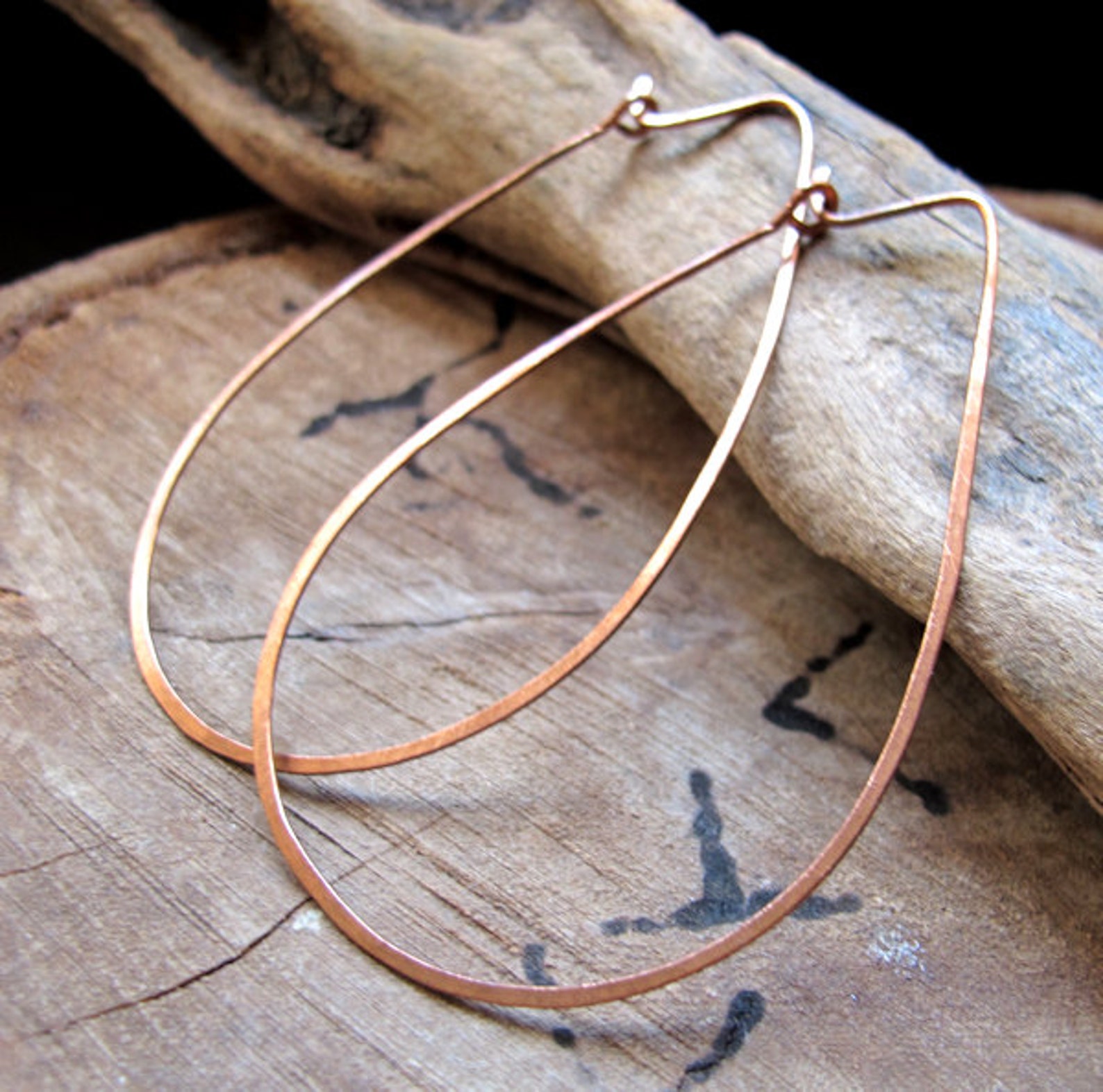 Tear Drop Hoop Earrings Large Teardrop Hoops Copper Hammered - Etsy