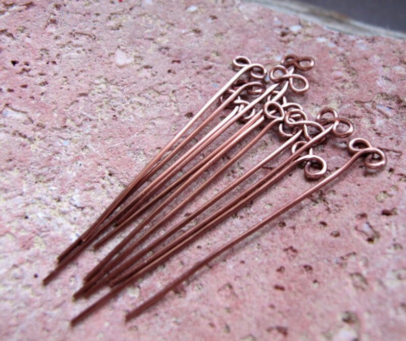 22 Gauge Bronze Head Pins 1.5 Inch Length Handmade Copper Enameled Bow ...