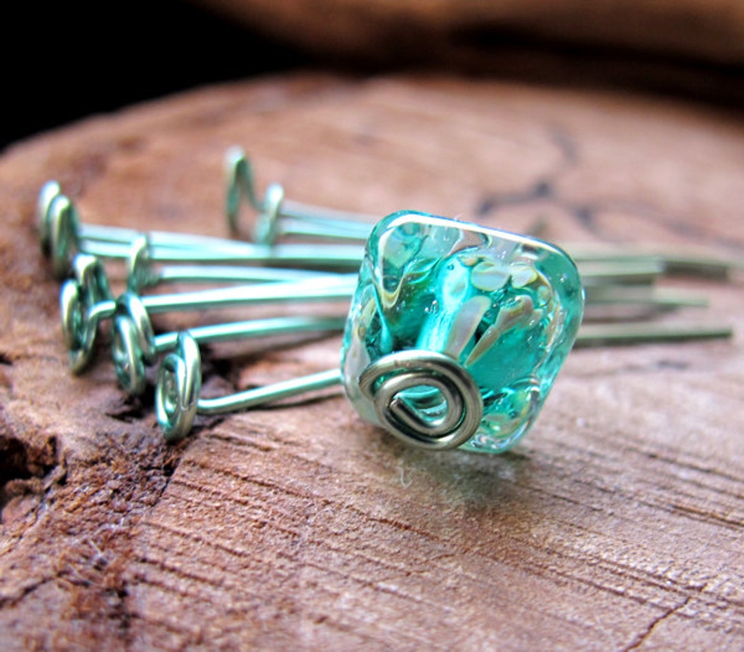 Turquoise Head Pins 1.5 Inch - Enameled Swirl Headpins 20 Gauge - Fancy ...