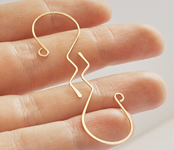 Wave Shaped French style Ear Wires Earrings Gold Filled | Etsy