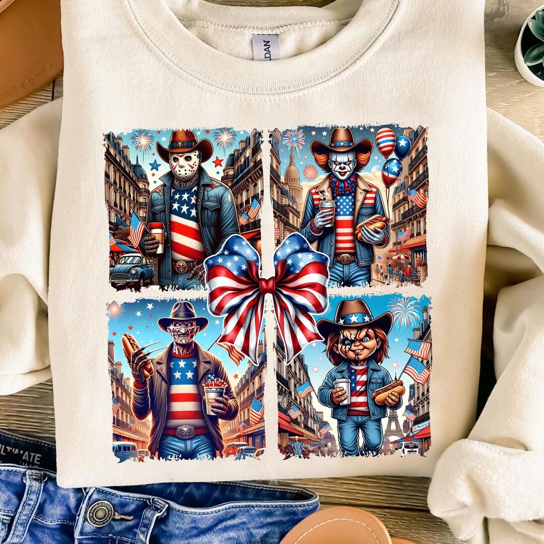 Coquette Horror Characters 4th of July Png, Memorial Day PNG, USA Png ...