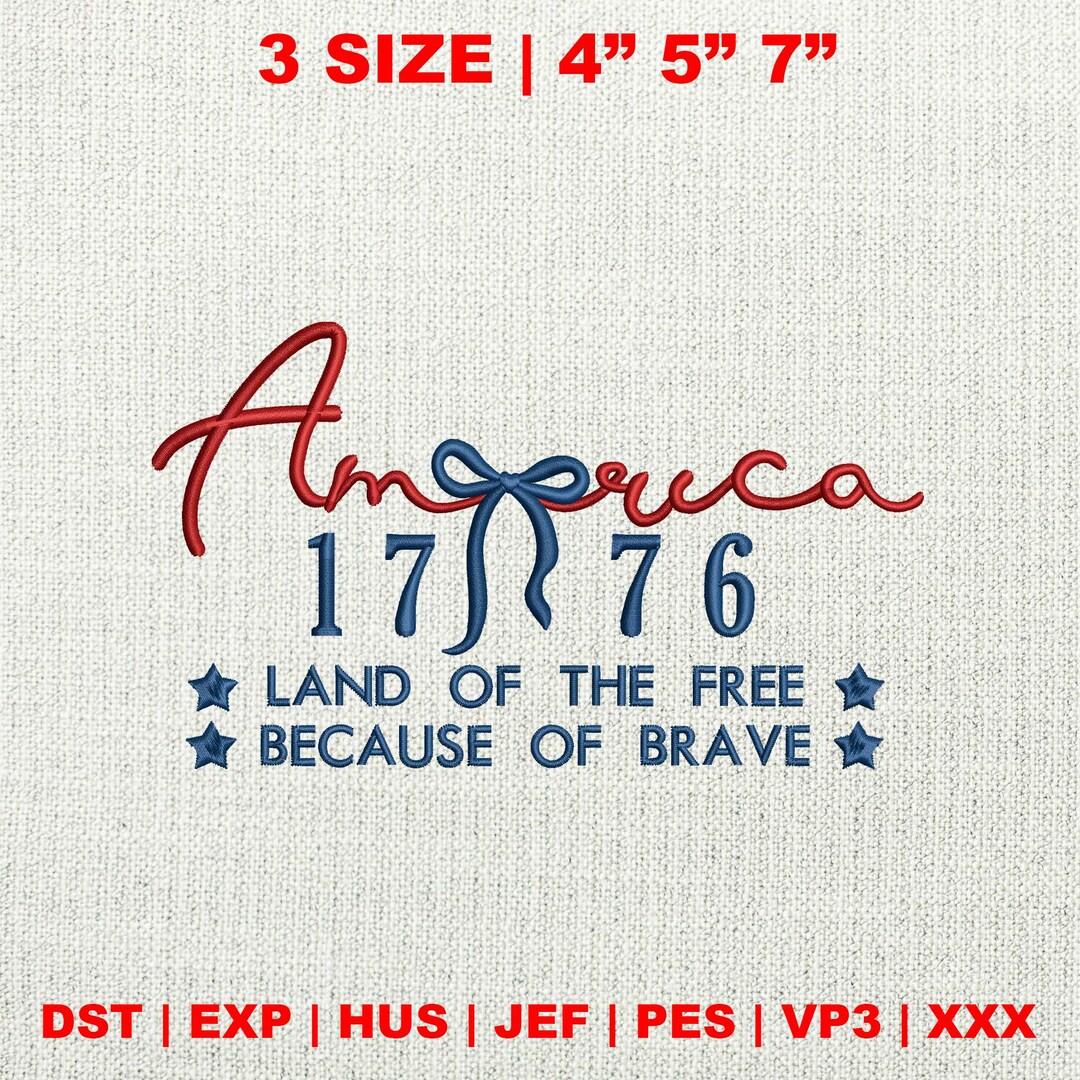 Memorial Day Embroidery Design, America Bow Embroidery Design, Land of ...