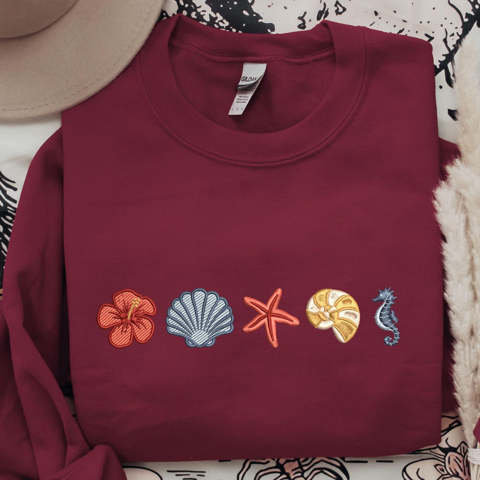 Seashell Embroidery Design, Coastal Ocean Lover Embroidery Design ...