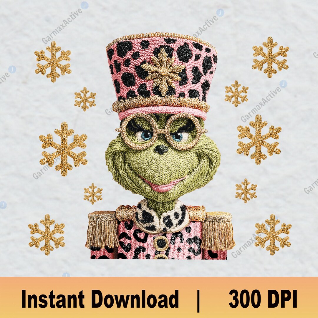 Yarn Crochet Green Guy Nutcracker Png, Preppy Pink Christmas Character ...