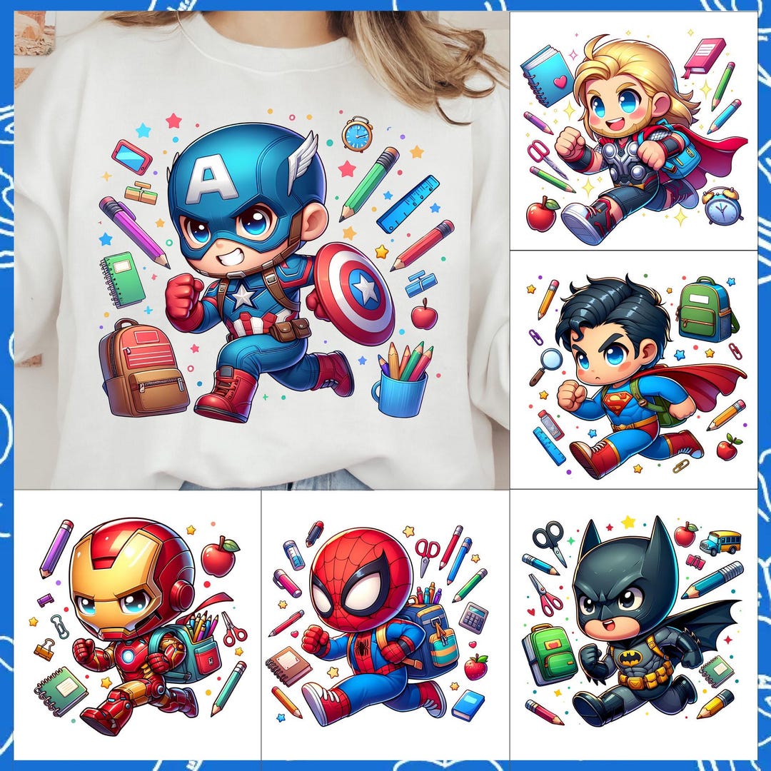 Superhero Back to School Png Bundle, Preppy Back to School Png, School ...