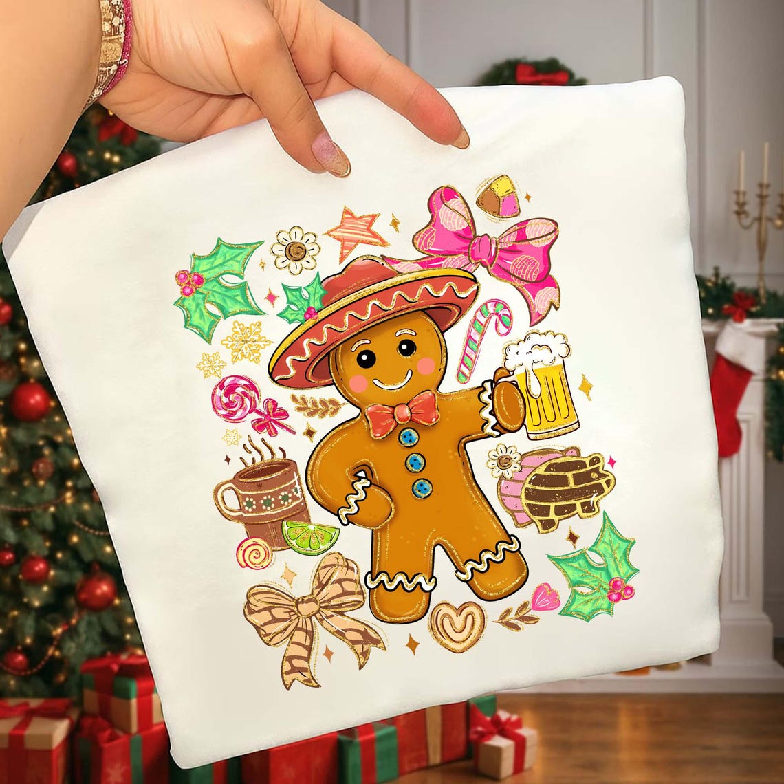 Feliz Navidad Mexican Gingerbread With Sombrero Christmas Png, Merry ...