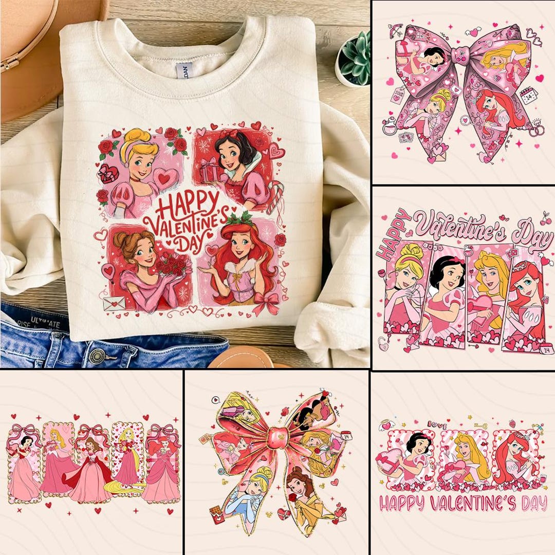 6 Preppy Princess Valentine PNG Bundle, Trendy Valentine Png, Valentine ...