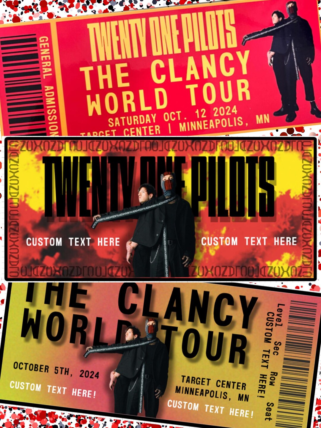 Twenty One Pilots Concert Personalized Ticket MAGNETS or STICKERS ...