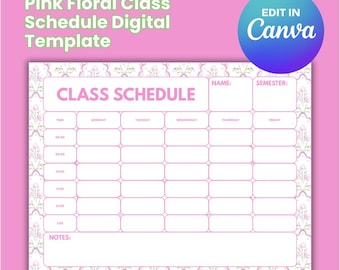Editable Class Schedule Template | Pastel Purple Canva Planner | Weekly ...