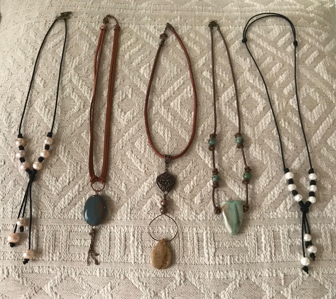 Unique Leather and Stone Necklaces - Etsy